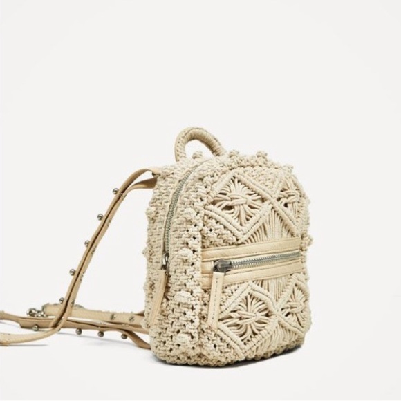 Zara | Bags | Discontinued Zara Basic Crochet Mini Backpack With Studs ...
